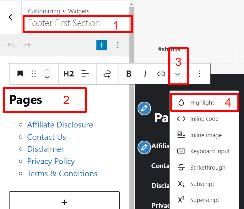 Changing Color Of Footer Widget Headings